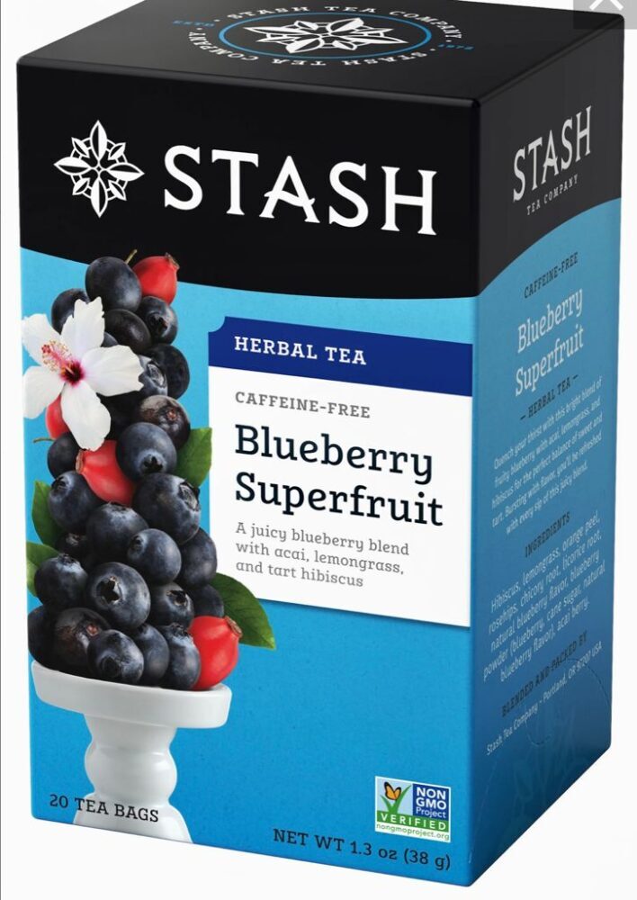 Blueberry Superfruit Decaf Herbal Tea DeCaffeinated STASH - Blue ...